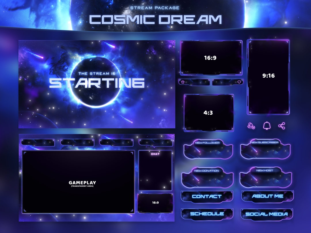Cosmic Dream - Twitch Overlay - Animated Alerts - Animated Screens ...