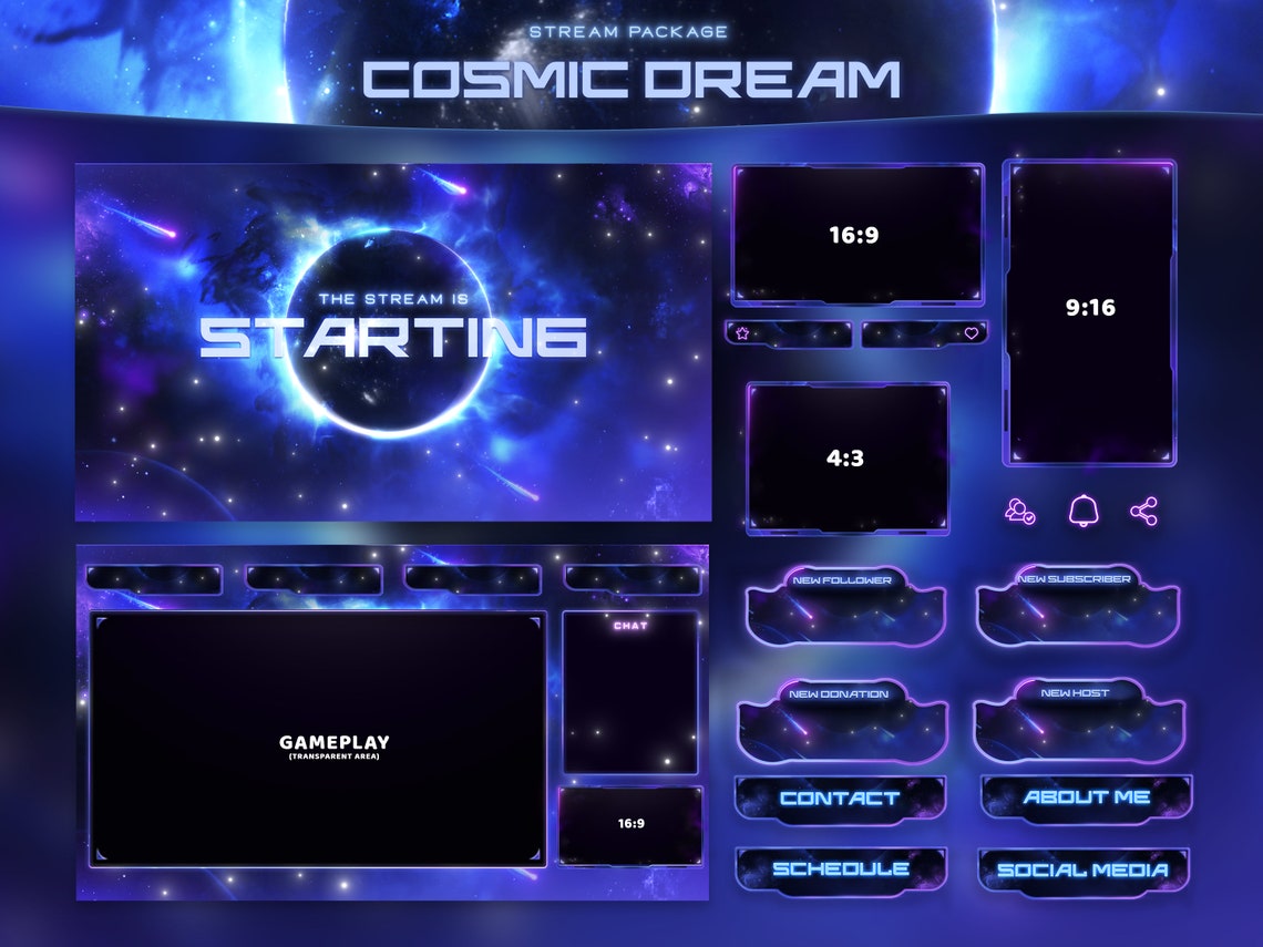 Cosmic Dream Twitch Overlay Animated Alerts Animated Screens Cosmic ...