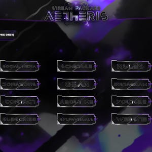 Aetheris Twitch Overlay Animated Alerts Animated Screens Purple Overlay ...