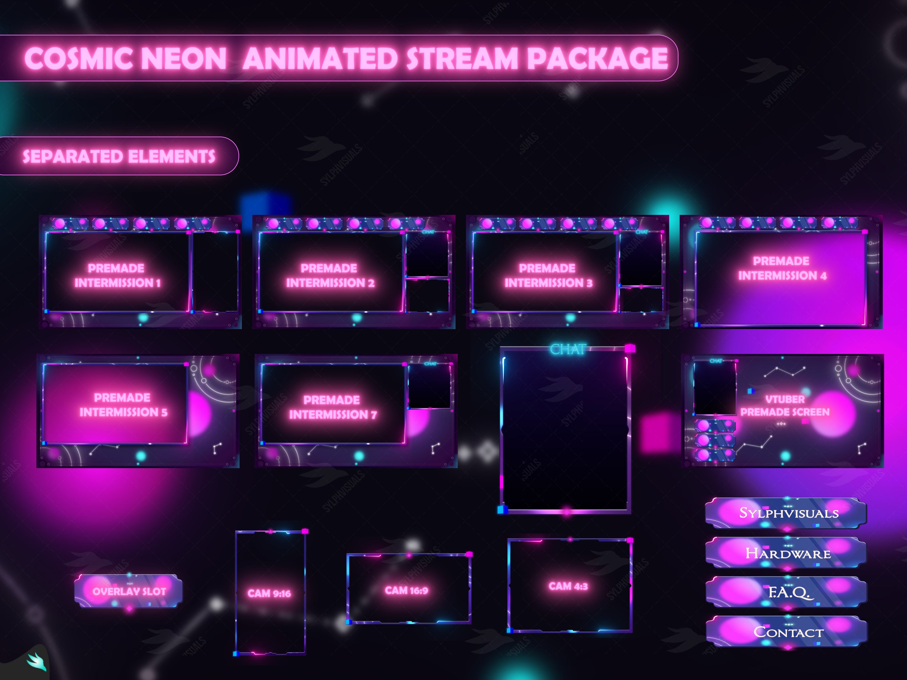 Stream Package Cosmic Light Twitch Overlay Animated Alerts Animated ...