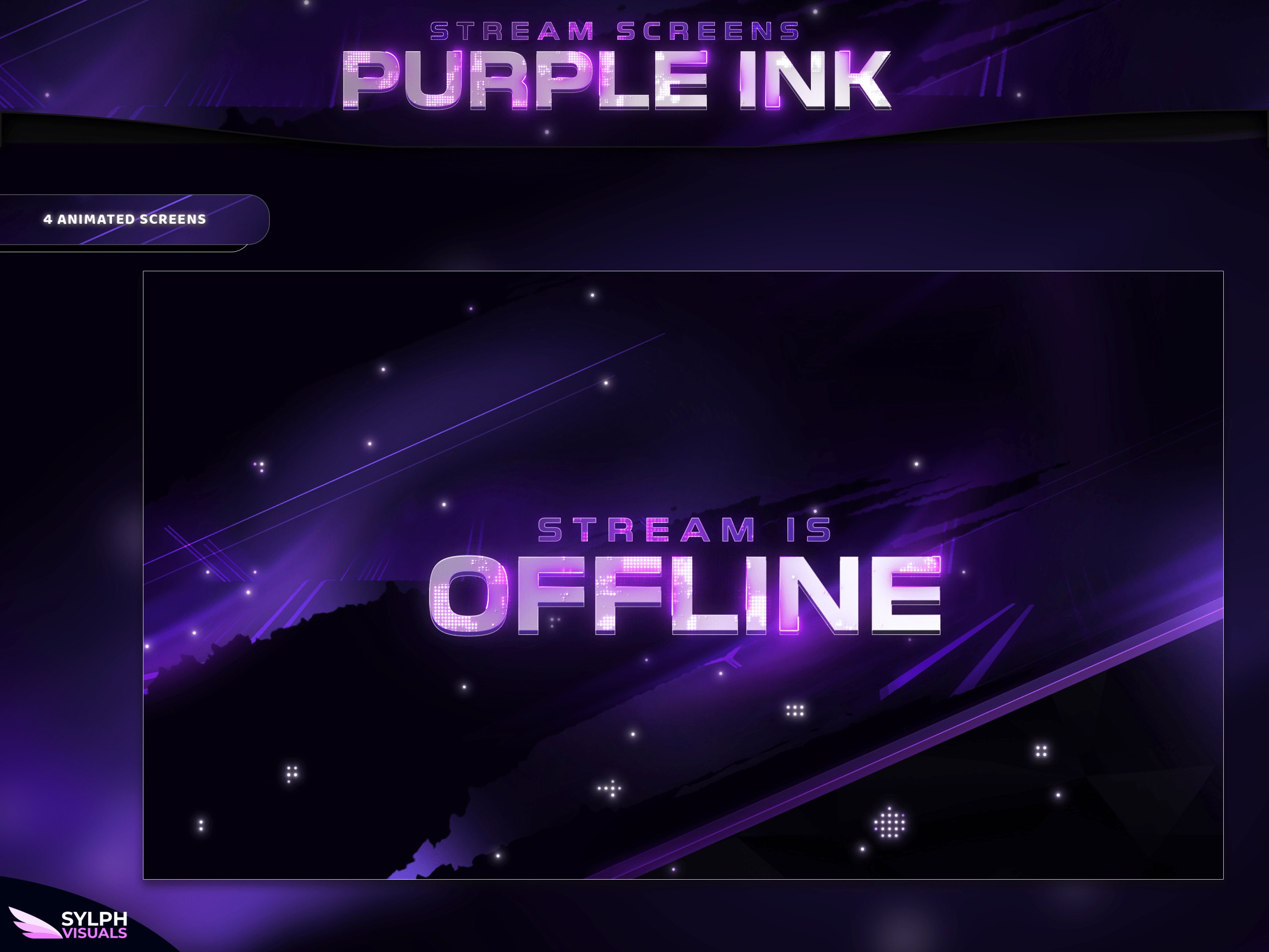 Twitch Overlay Purple Ink Screens Animated Aesthetic Purple Screens ...