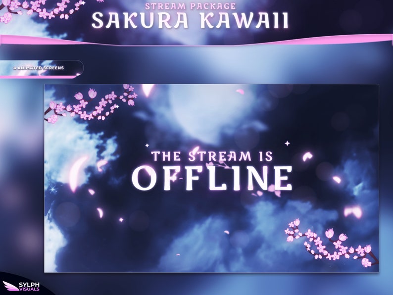 Twitch Overlay Sakura Kawaii Screens Animated Aesthetic Cherry Blossom ...