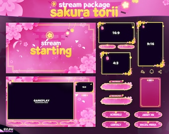 Stream Package Sakura Kawaii Twitch Overlay Animated Alerts Animated ...