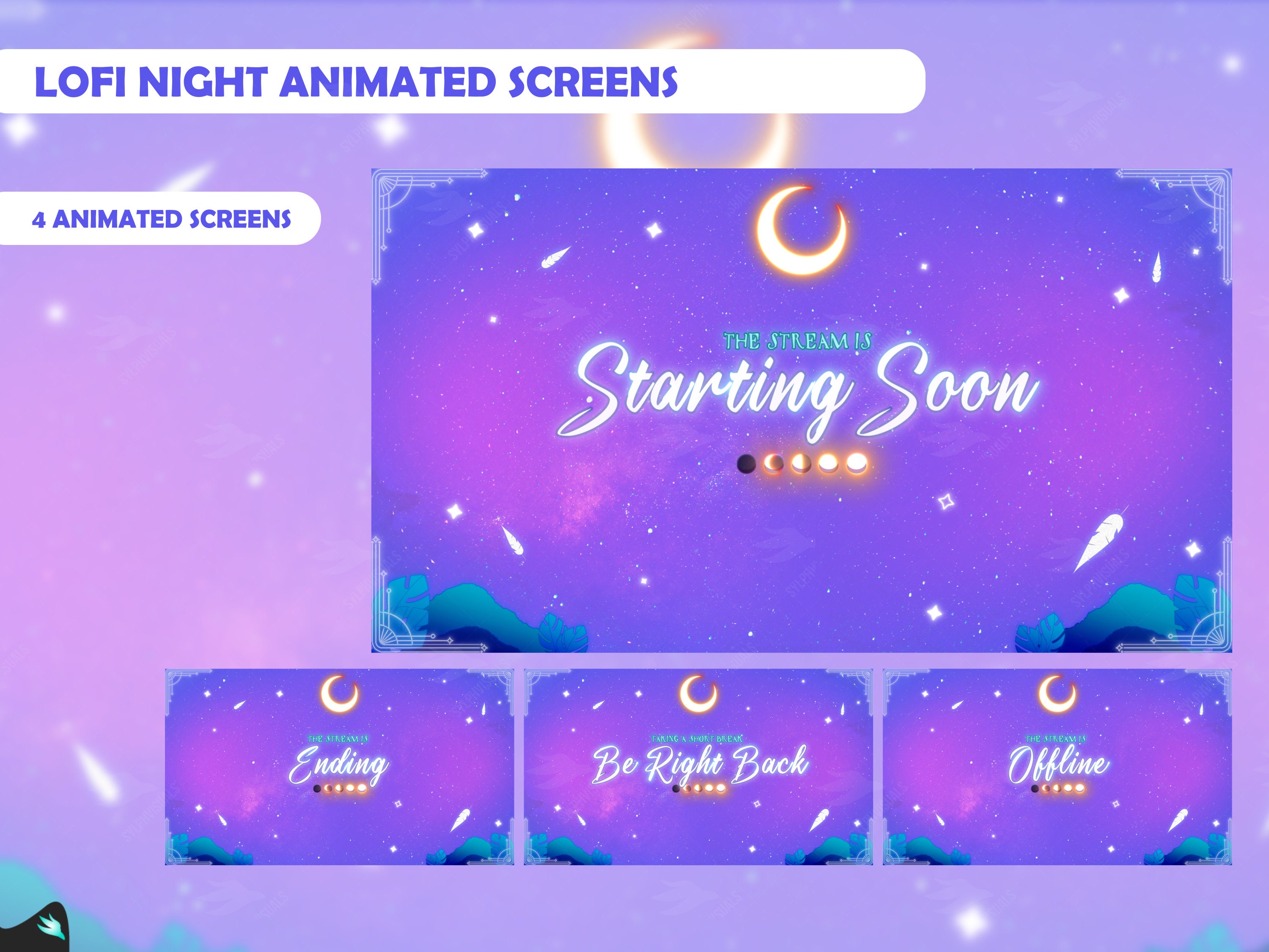 Stream Package Lofi Night Twitch Overlay Animated Alerts - Etsy