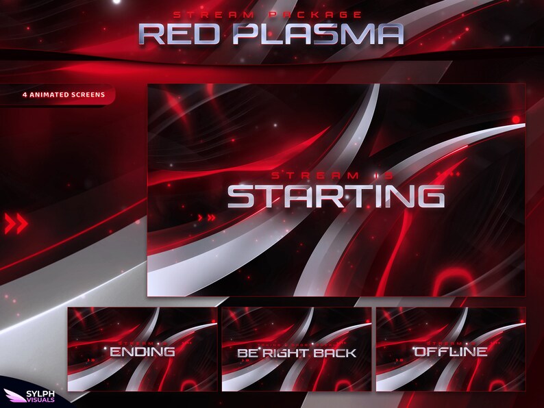 Stream Package Red Plasma - Twitch Overlay - Animated Alerts - Animated ...