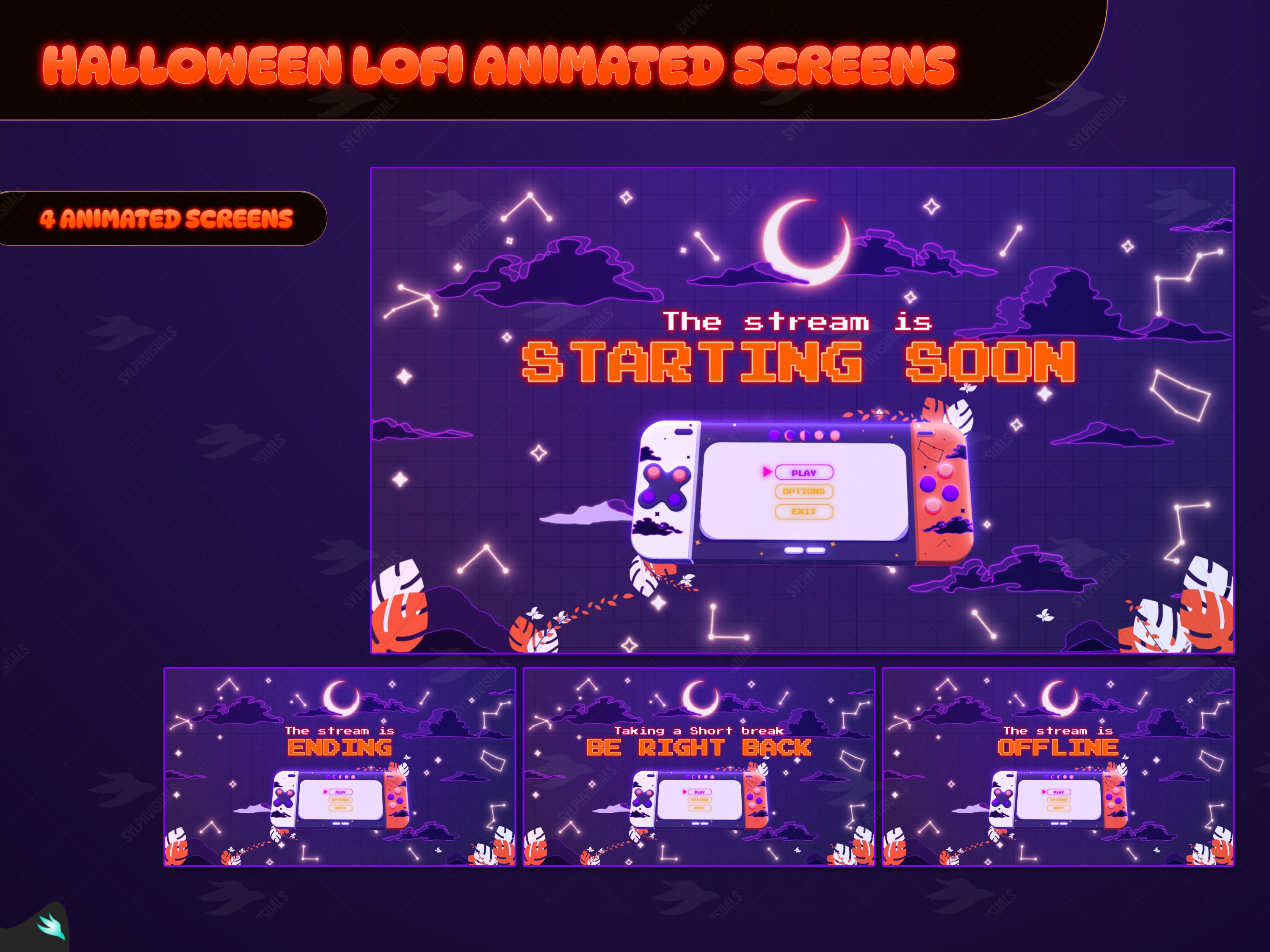 Twitch Overlay Halloween Lofi Screens Animated Aesthetic Spooky Overlay ...