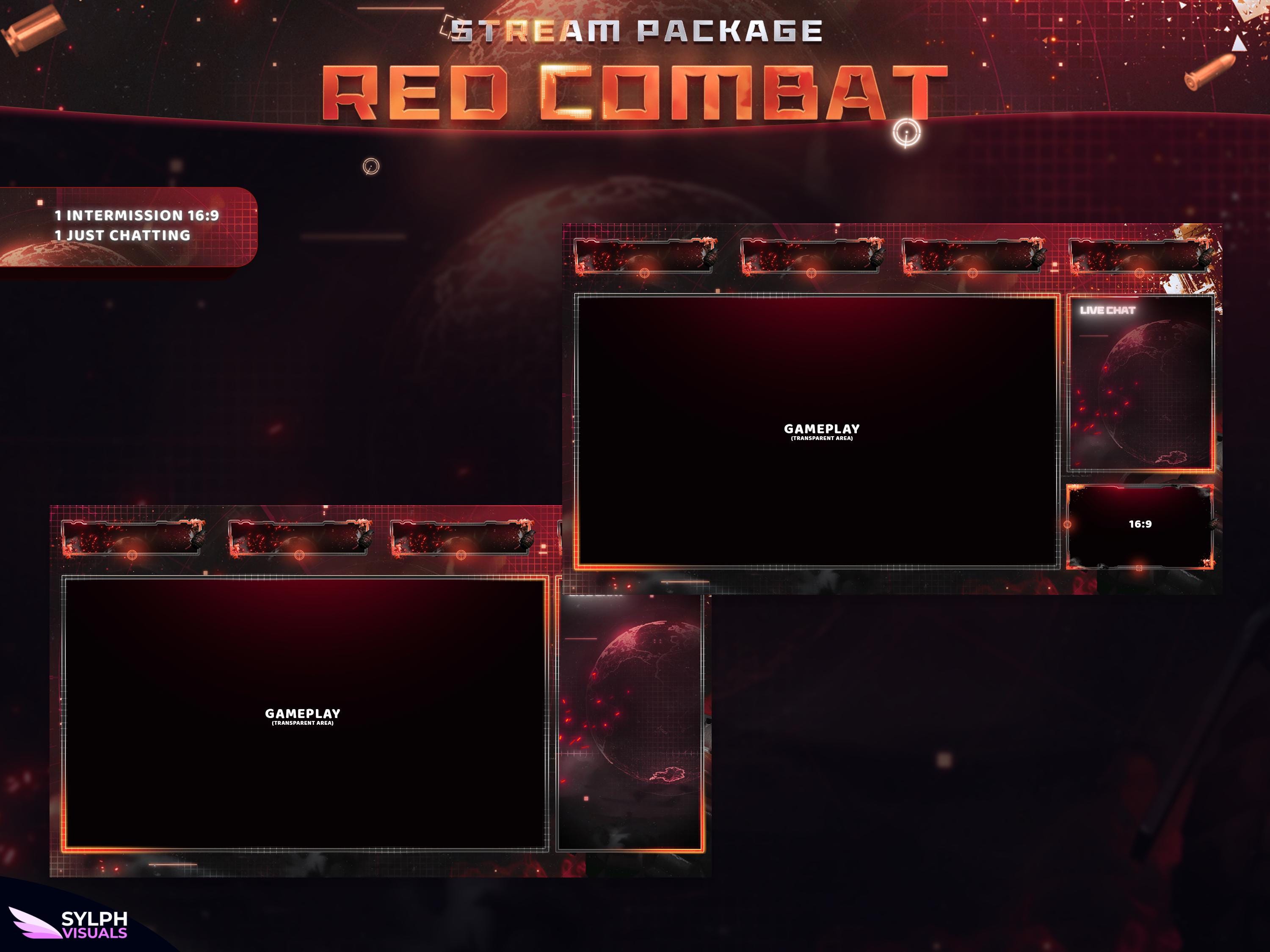 Red Combat - Twitch Overlay - Animated Alerts - Animated Screens - Red ...
