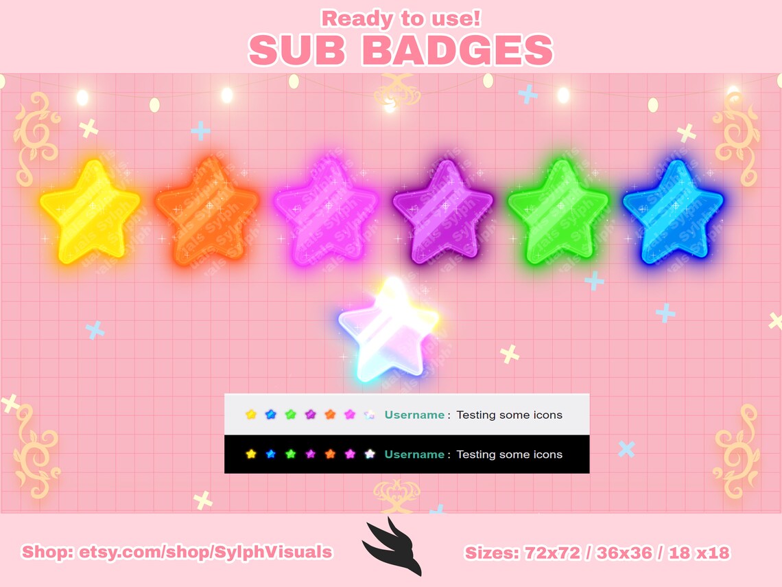 Magic Star Badges Twitch Sub Badges / Bit Badges / Cute Sub Badges ...