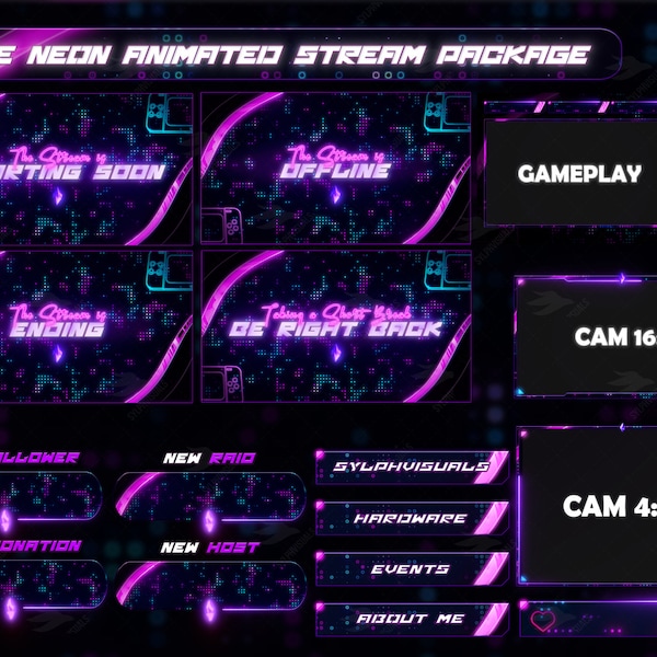 Neon Stream Overlay Package - Etsy