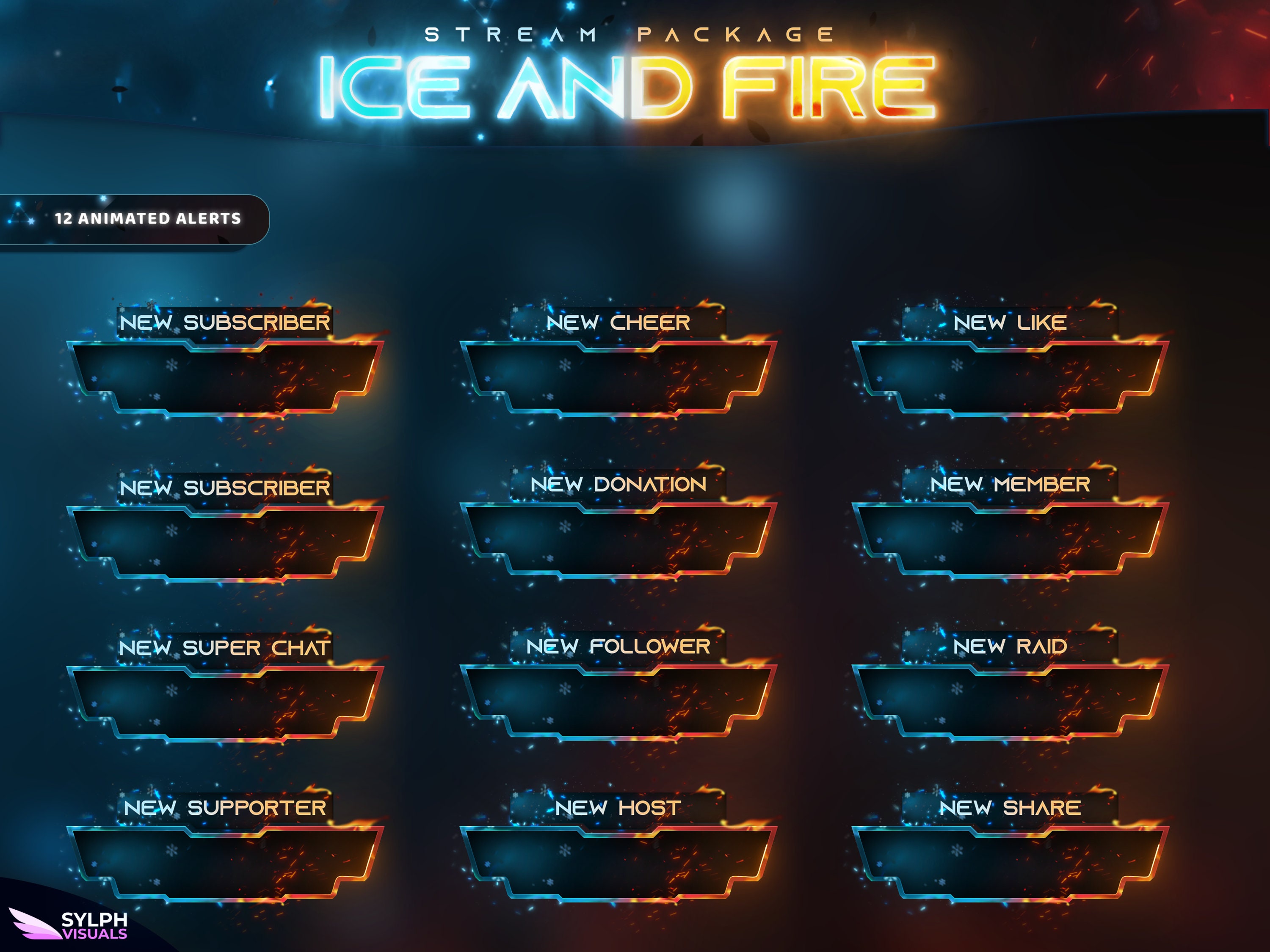 Ice and Fire - Twitch Overlay - Animated Alerts - Animated Screens ...