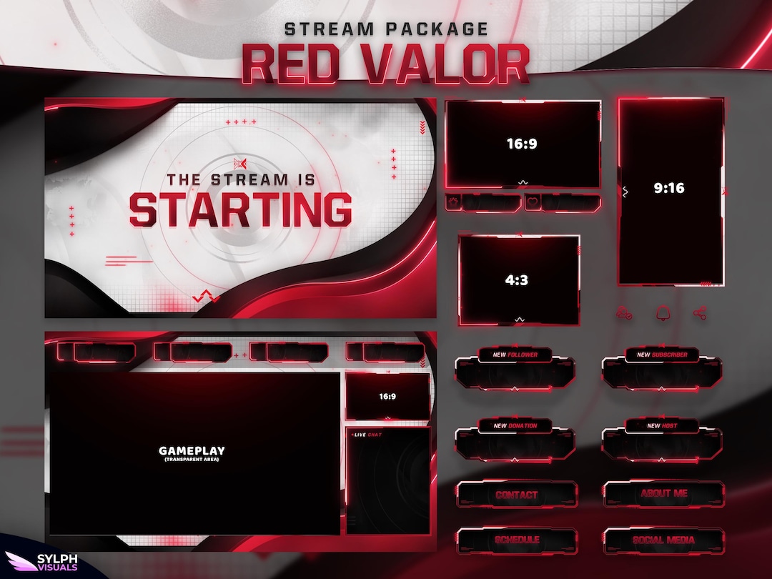 Red Valor - Twitch Overlay - Animated Alerts - Animated Screens - Red ...