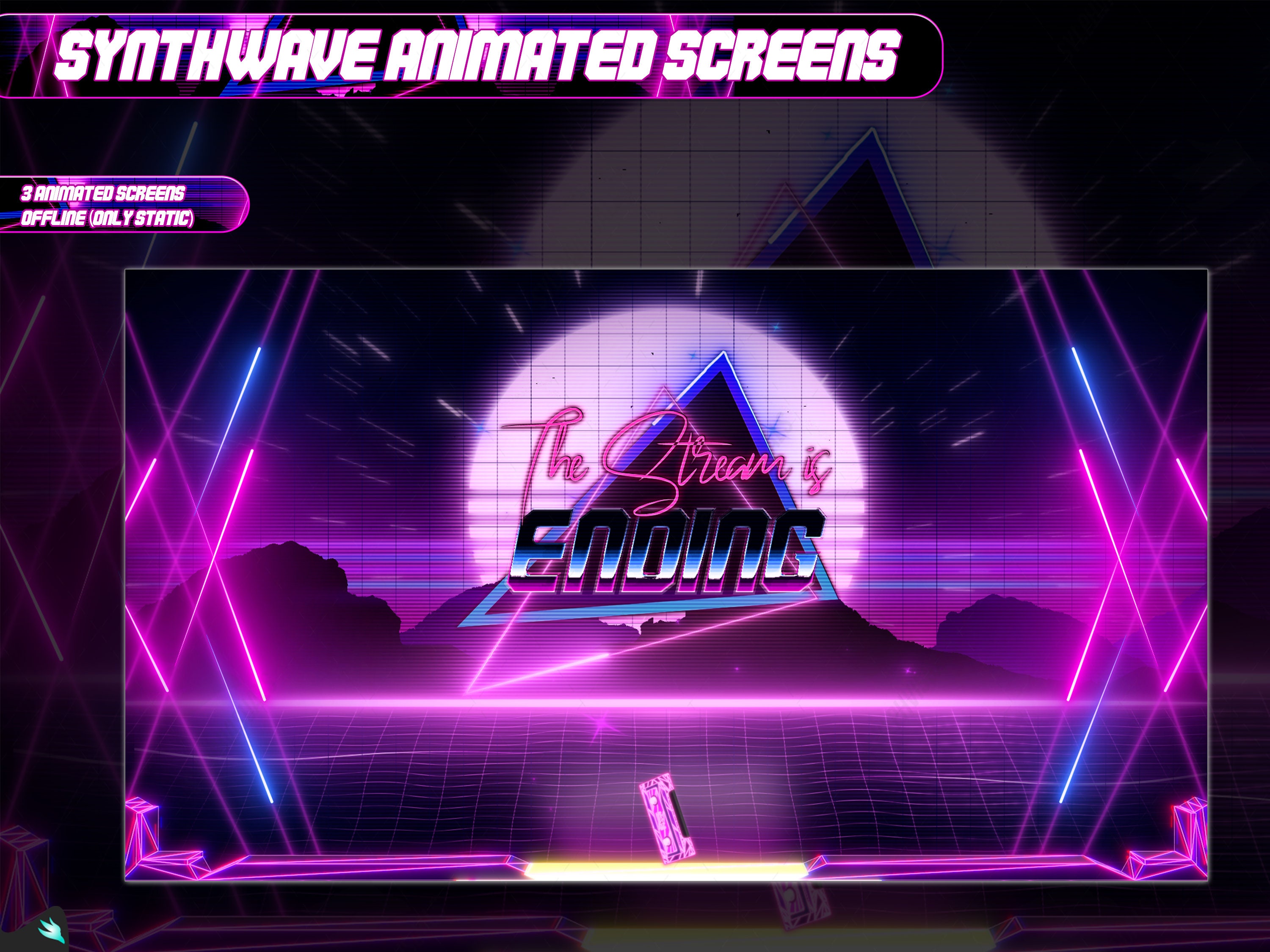 Twitch Overlay Neon Synthwave Screens Animated Aesthetic Retro ...