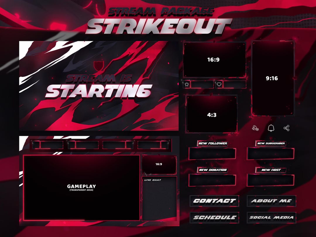 Strikeout - Twitch Overlay - Animated Alerts - Animated Screens - Red ...