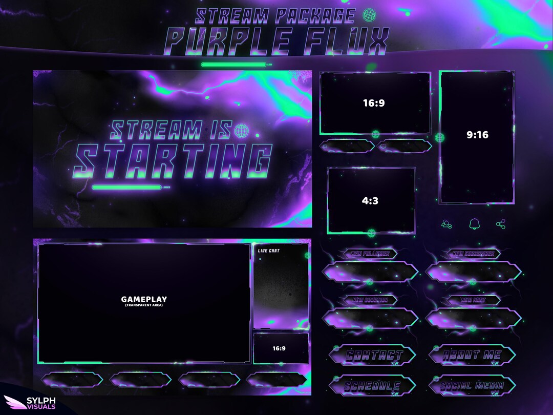 Purple Flux - Twitch Overlay - Animated Alerts - Animated Screens ...