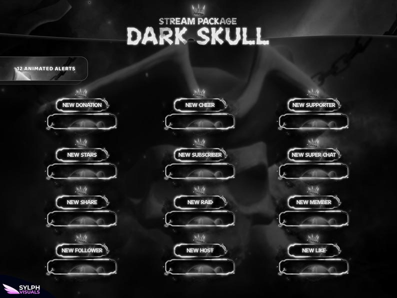 Dark Skull - Twitch Overlay - Animated Alerts - Animated Screens - Dark ...