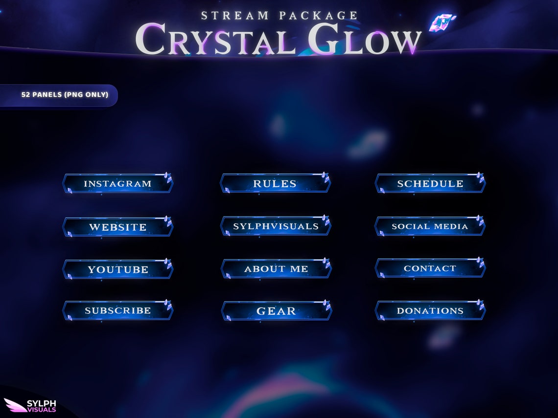 Crystal Glow Twitch Overlay Animated Alerts Animated Screens Glow ...