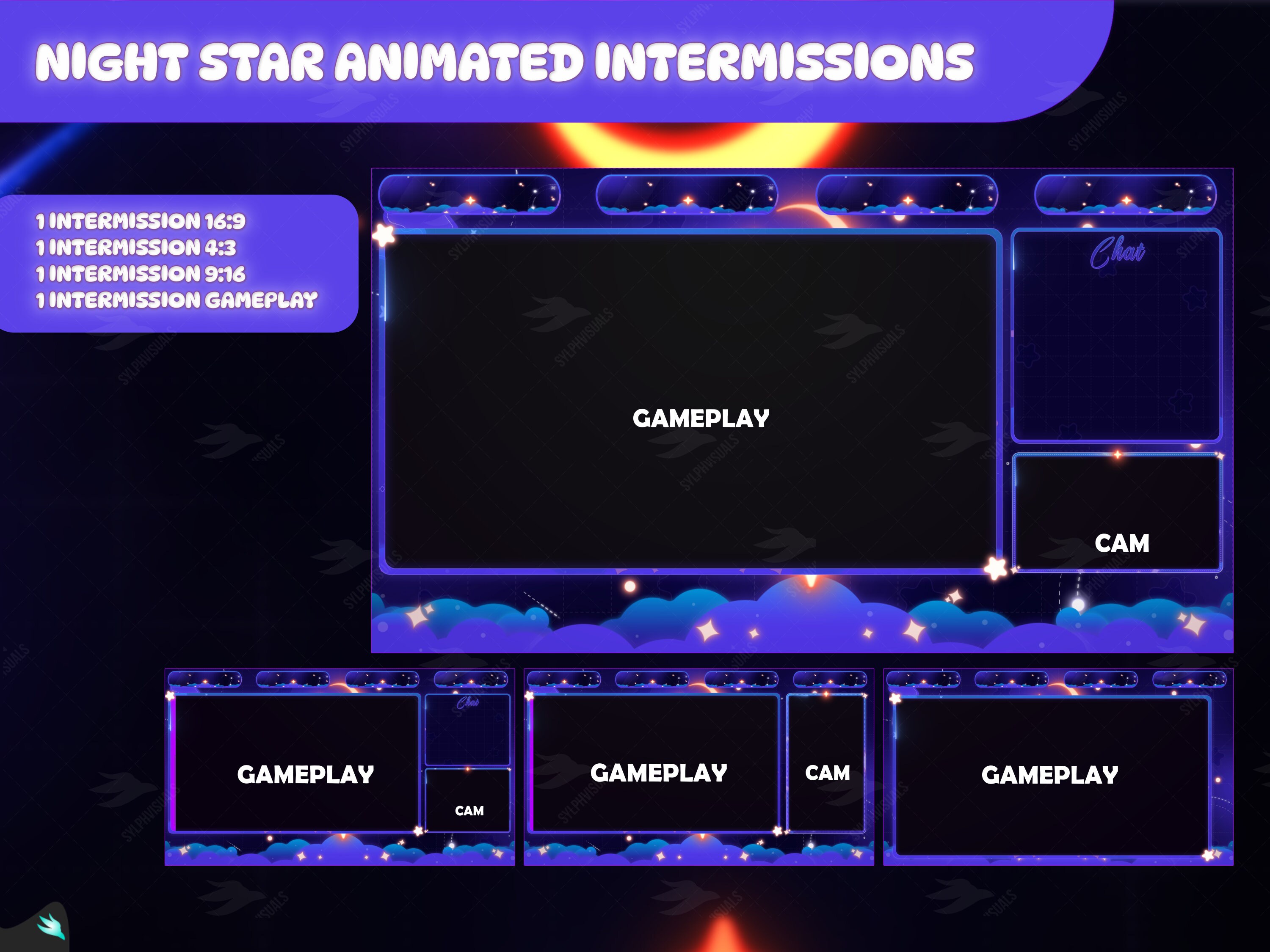 Stream Package Night Star - Twitch Overlay - Animated Alerts - Animated ...