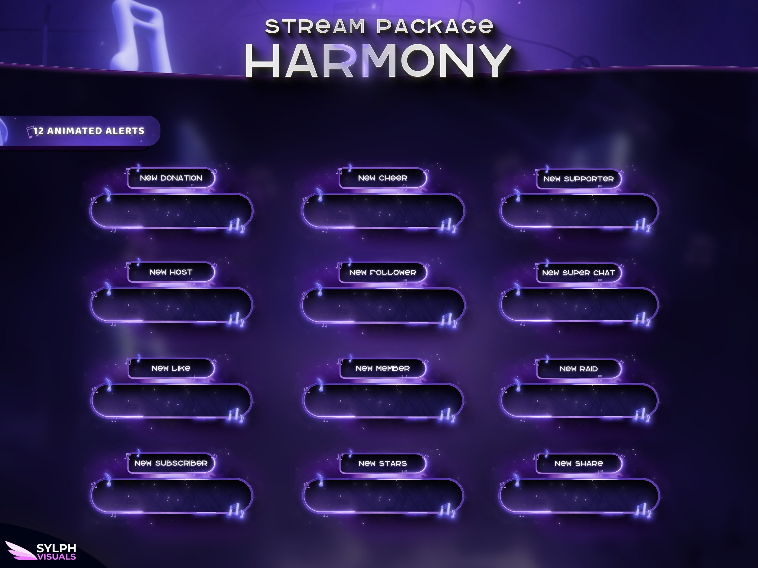 Harmony - Twitch Overlay - Animated Alerts - Animated Screens - Music ...