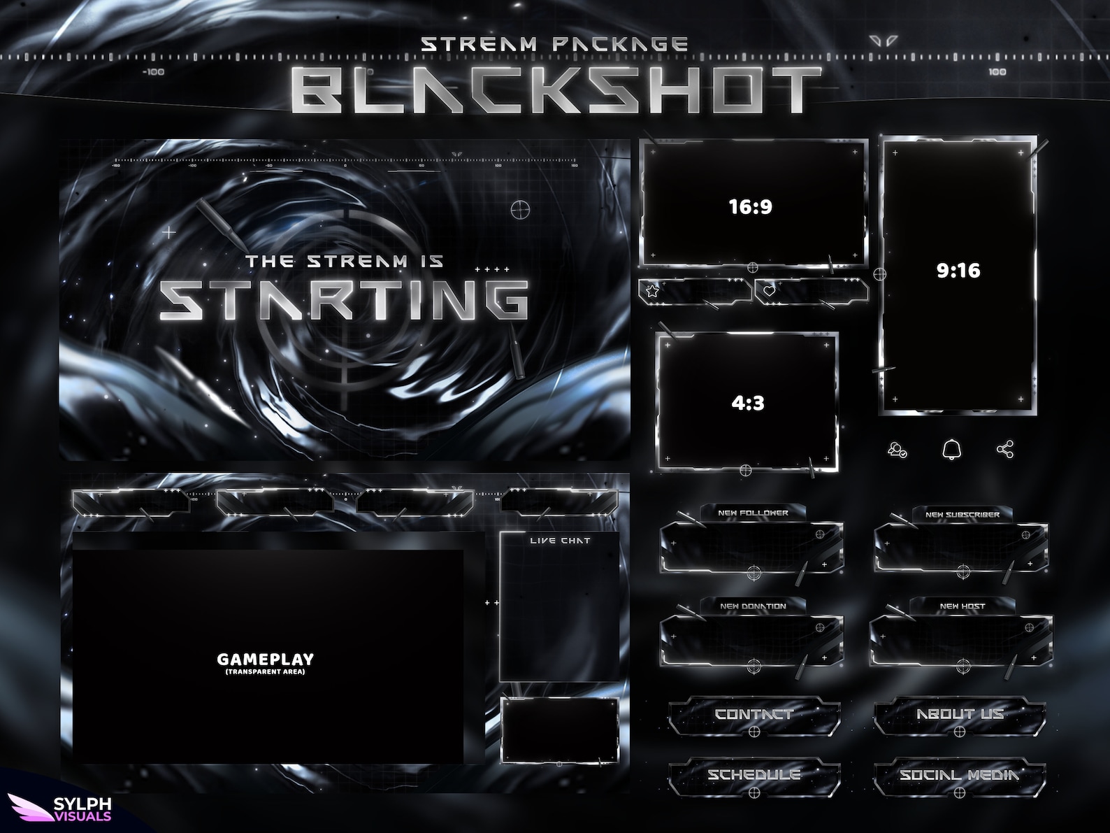 Blackshot - Twitch Overlay - Animated Alerts - Animated Screens - Dark Overlay - Stream Pack ...