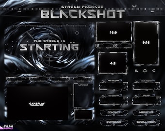 Animated Black & White Twitch Overlay Complete Stream Package Includes ...