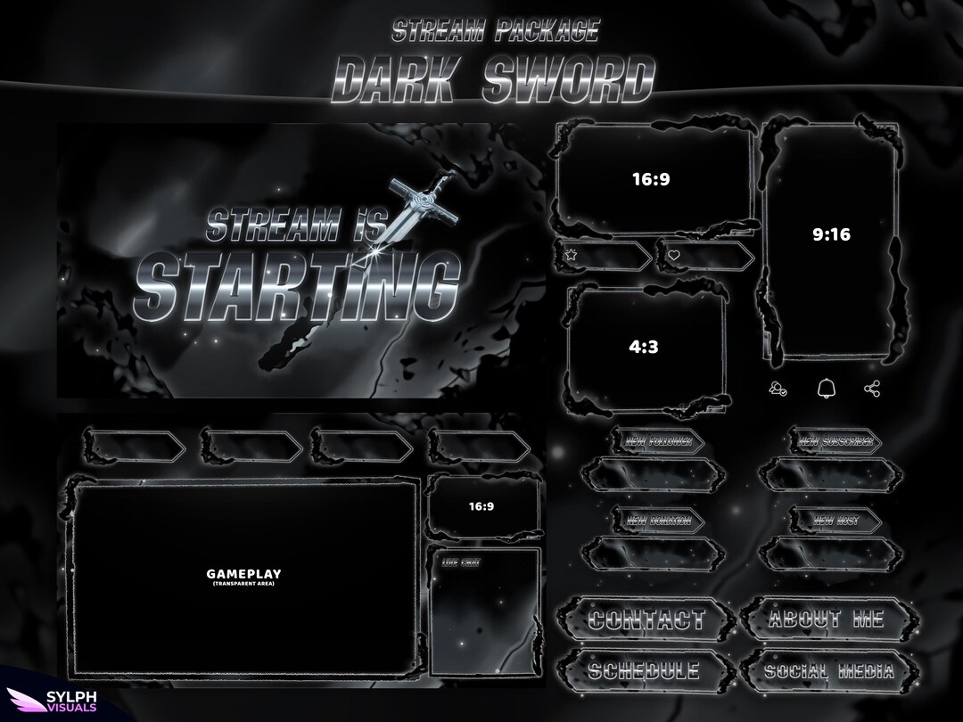 Dark Sword - Twitch Overlay - Animated Alerts - Animated Screens - Dark ...