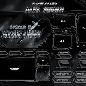 Dark Sword - Twitch Overlay - Animated Alerts - Animated Screens - Dark ...