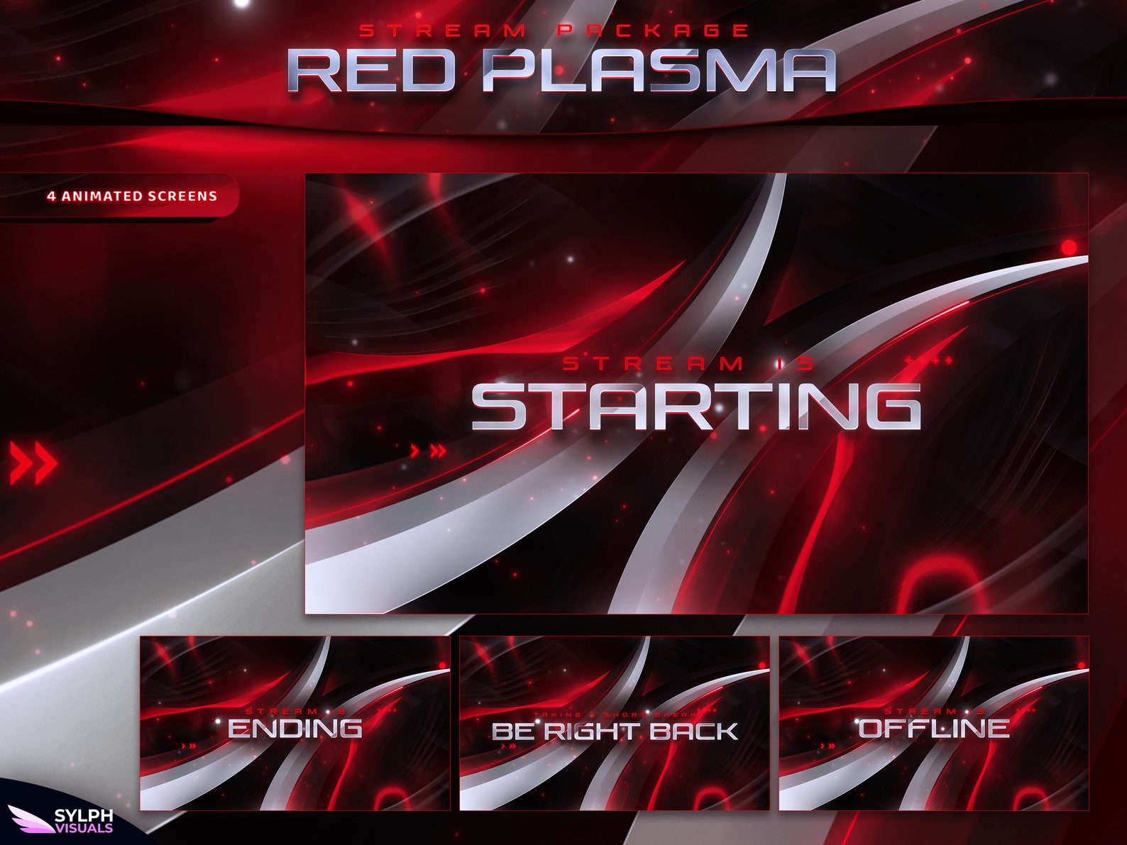 Twitch Overlay - Red Plasma - Screens Animated - Aesthetic - Red ...