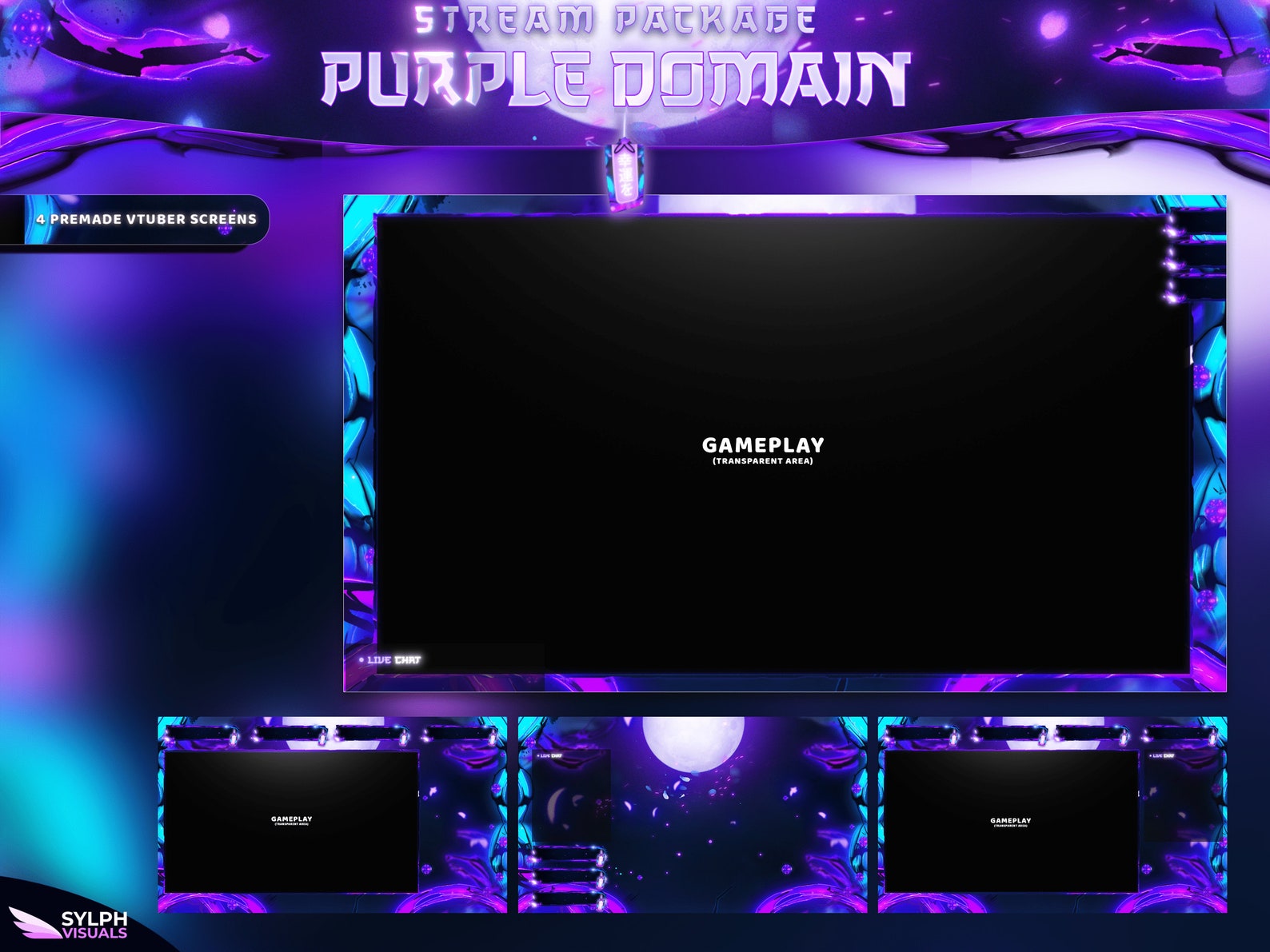 Purple Domain - Twitch Overlay - Animated Alerts - Animated Screens ...
