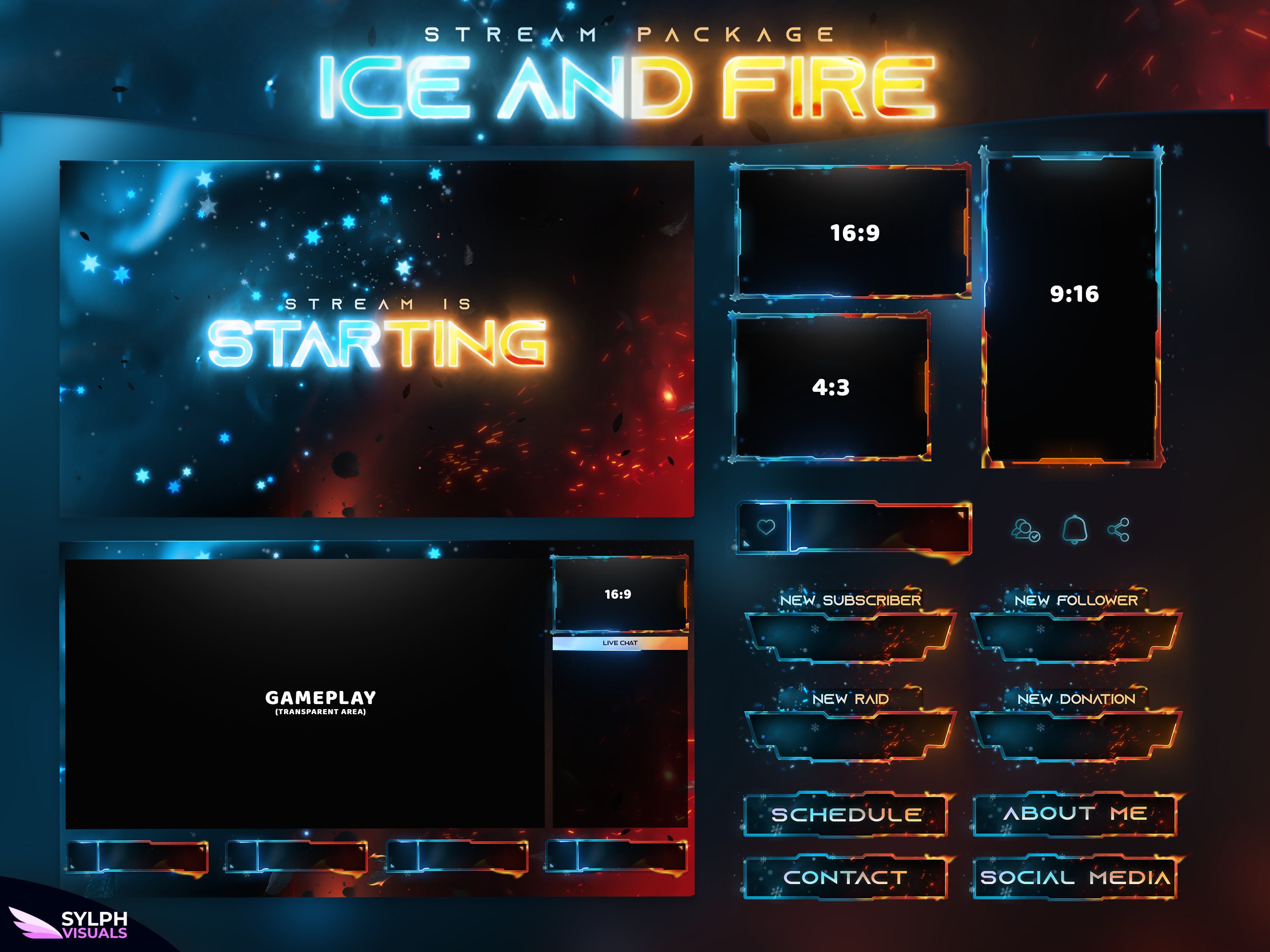 Ice and Fire - Twitch Overlay - Animated Alerts - Animated Screens ...