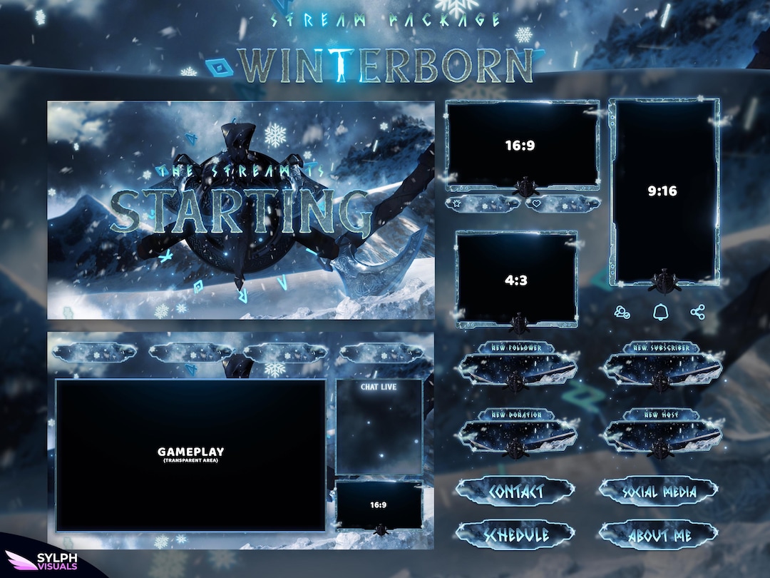 Winterborn - Twitch Overlay - Animated Alerts - Animated Screens - Blue ...