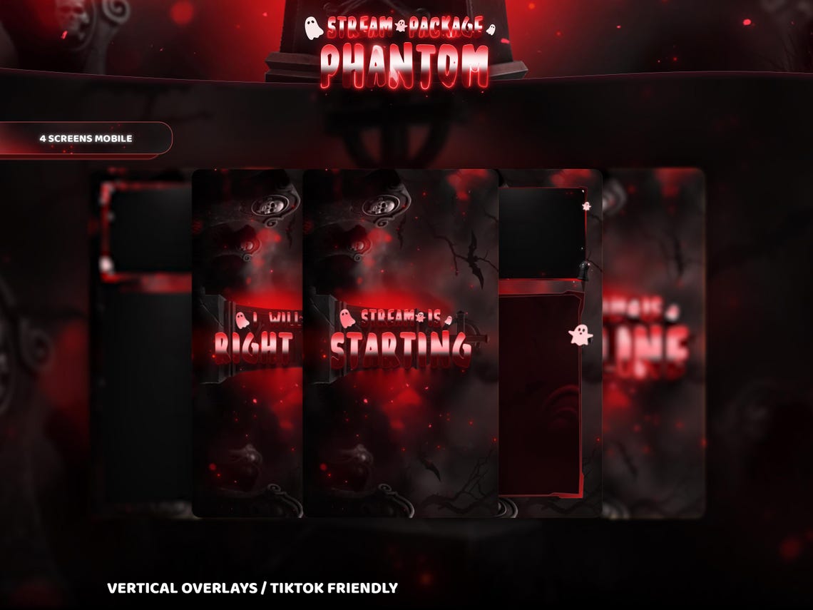 Phantom Twitch Overlay - Animated Alerts - Animated Screens - Dark ...