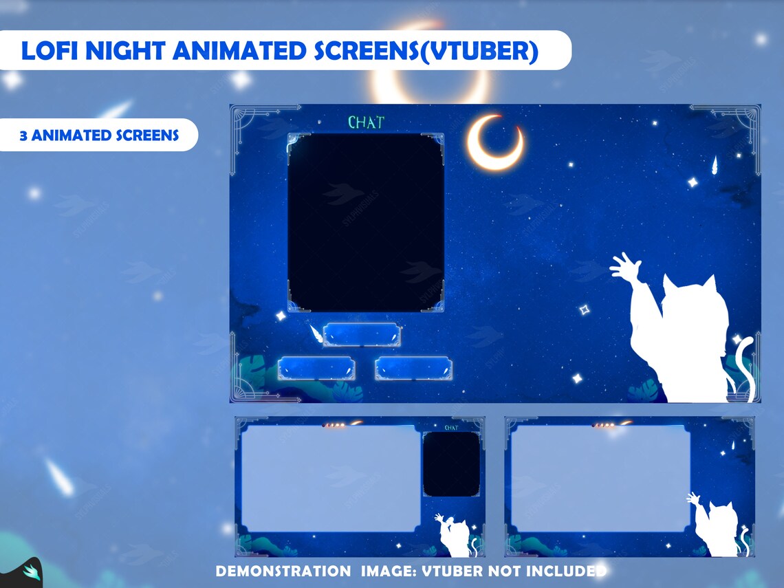 Stream Package Lofi Night Twitch Overlay Animated Alerts | Etsy