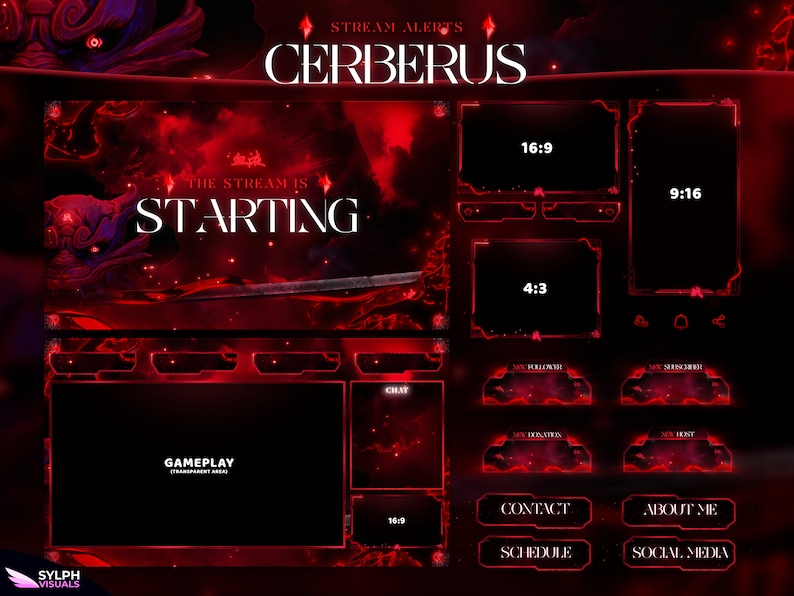 Cerberus - Twitch Overlay - Animated Alerts - Animated Screens - Red ...