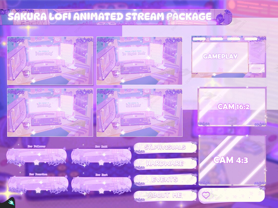 Stream Package Sakura Lofi Purple Twitch Overlay Animated - Etsy