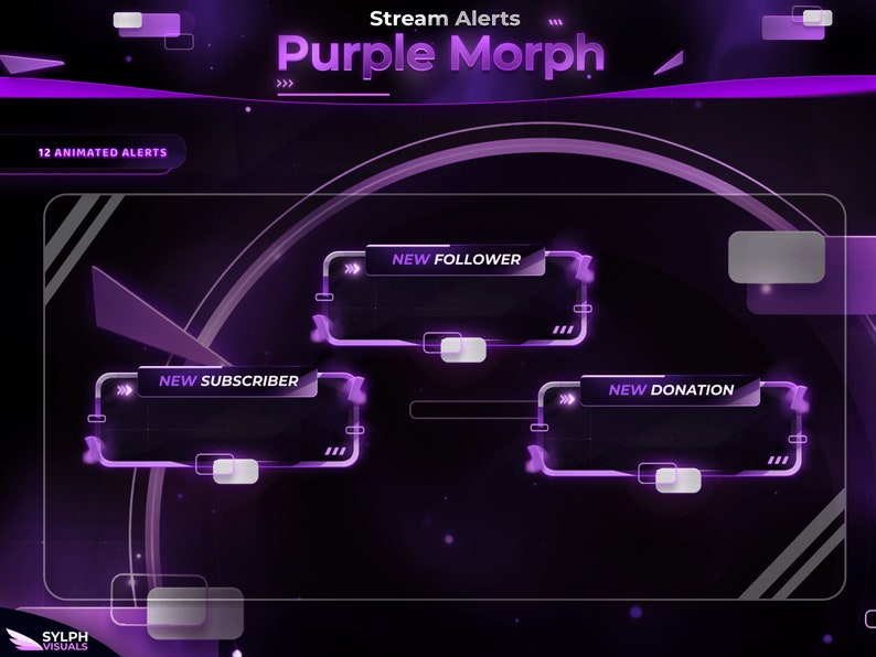 Twitch Animated Alerts - Purple Morph - Animated Alerts - Dark Alerts - Stream Alerts - Purple ...