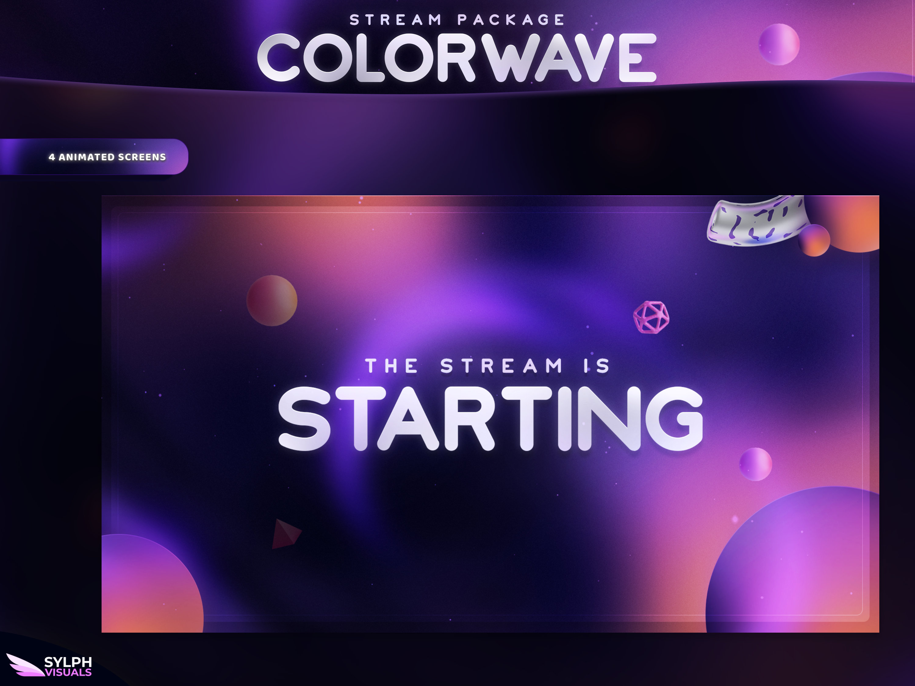 Colorwave Twitch Overlay Animated Alerts Animated Screens Panels Space ...