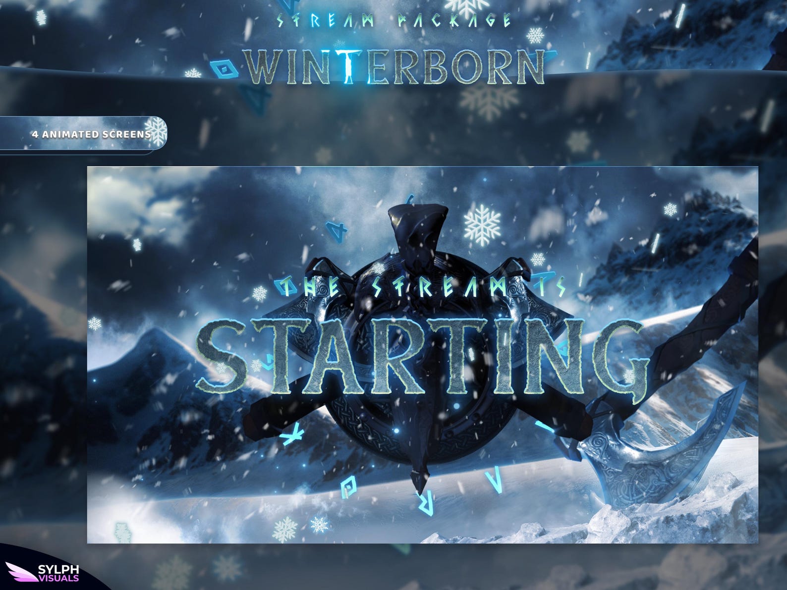Winterborn - Twitch Overlay - Animated Alerts - Animated Screens - Blue ...