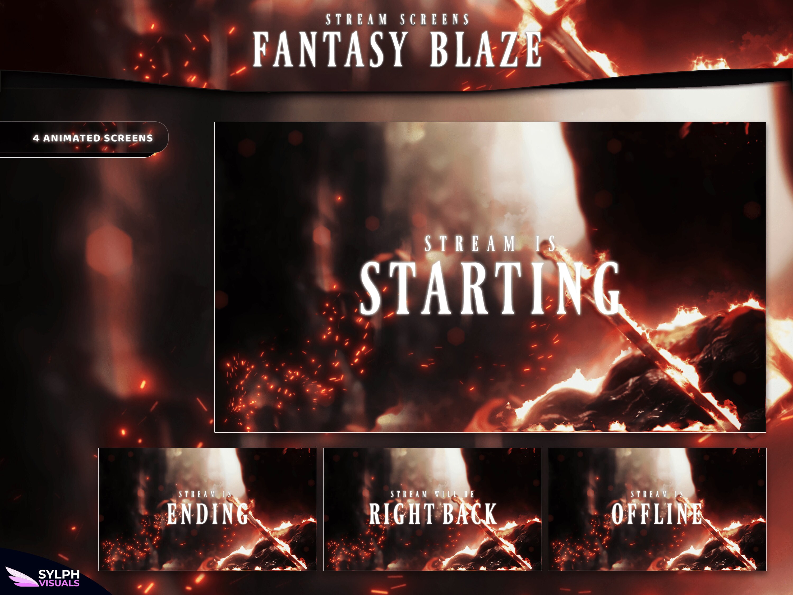 Stream Package Fantasy Blaze Twitch Overlay Animated Alerts Animated ...