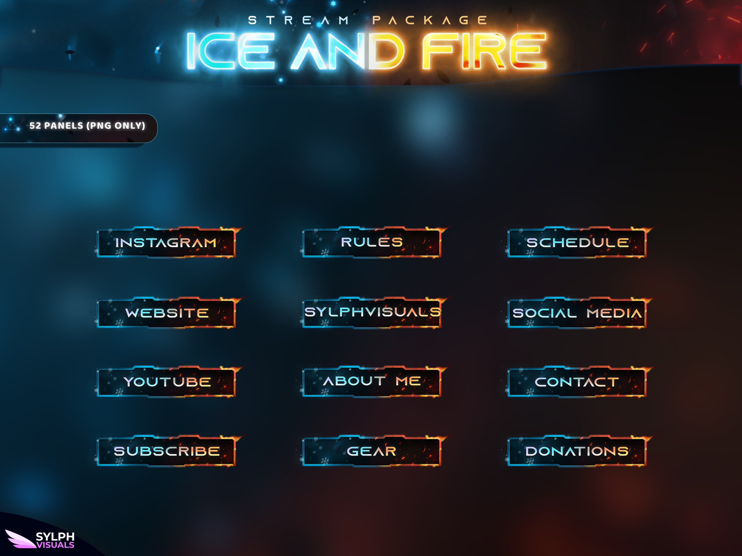Ice and Fire - Twitch Overlay - Animated Alerts - Animated Screens ...
