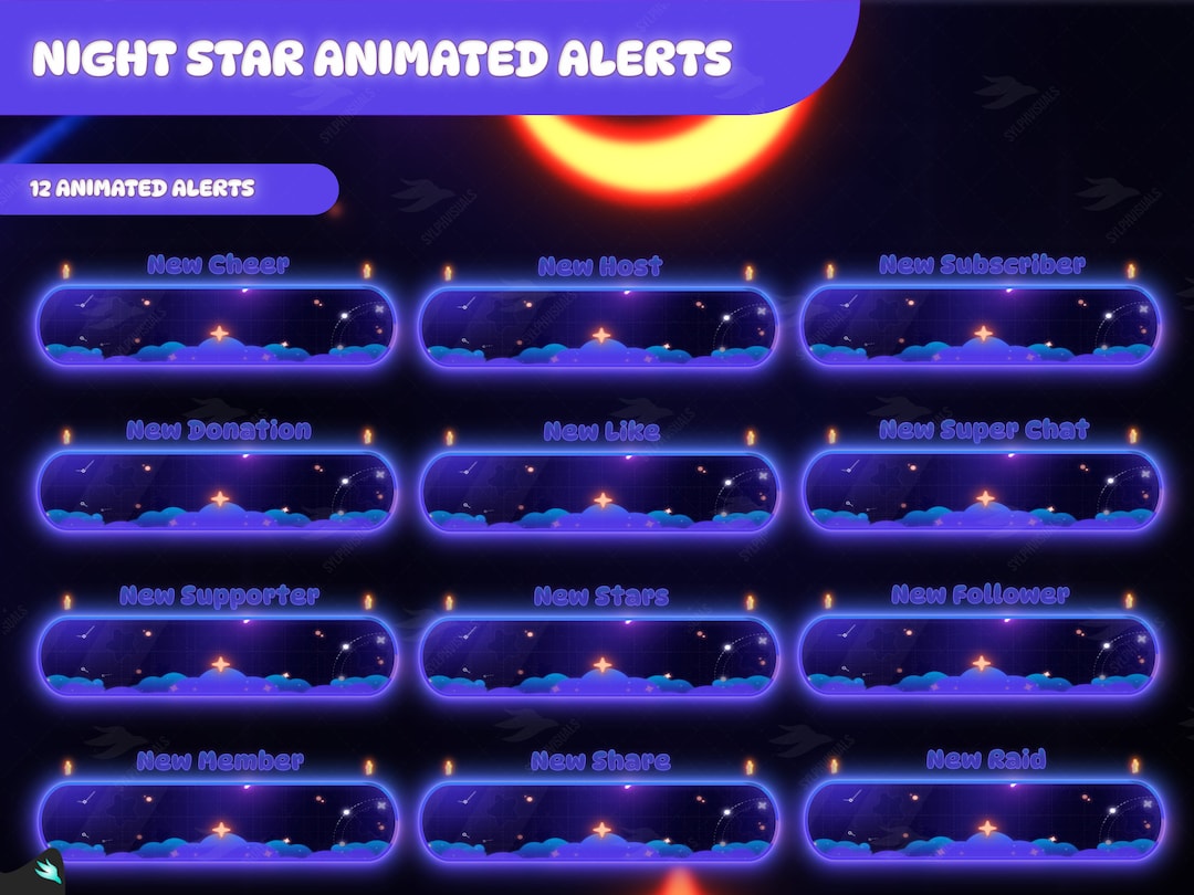 Twitch Animated Alerts - Night Star - Animated Alerts - Night Alerts ...