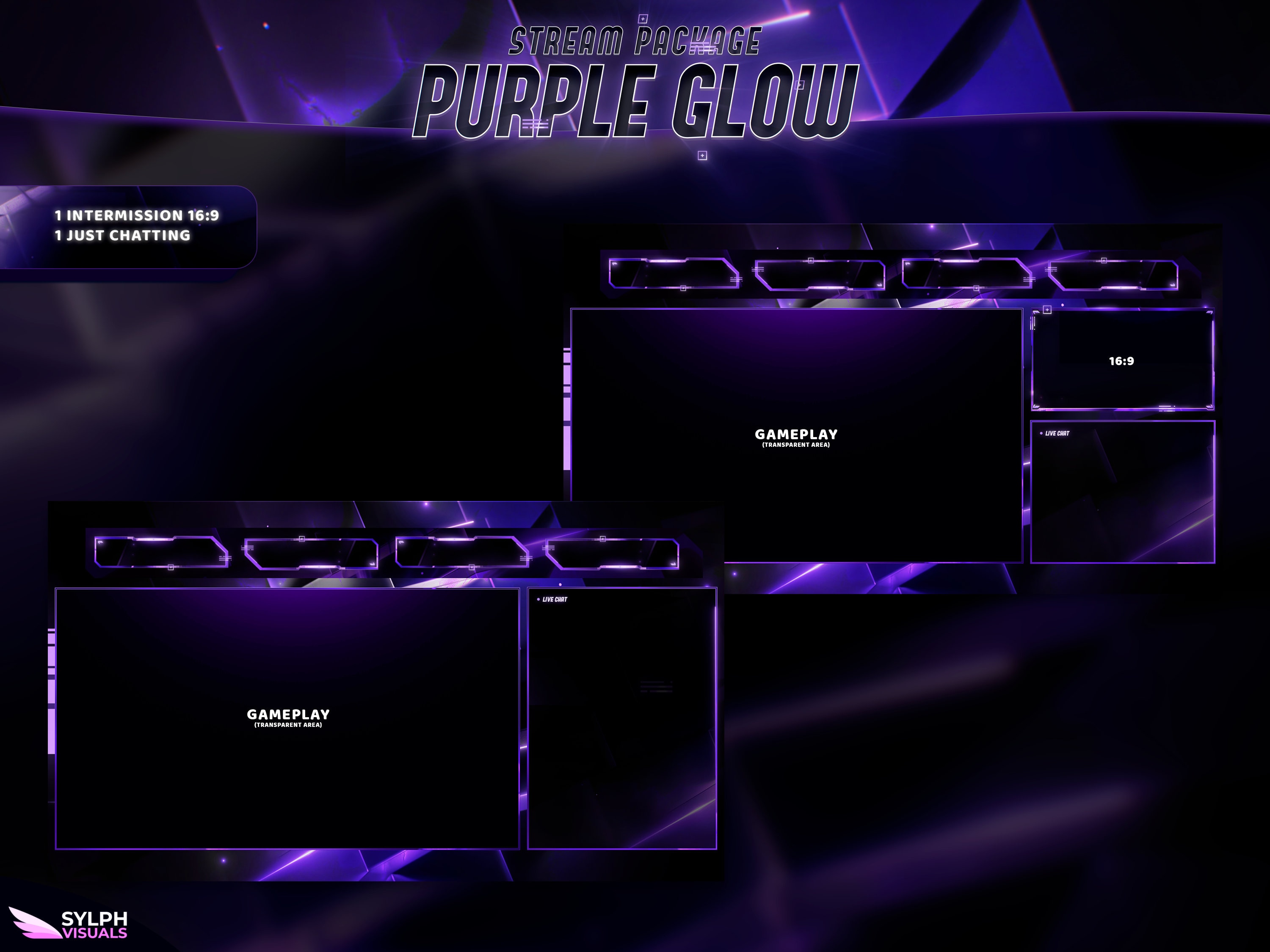 Purple Glow Twitch Overlay Animated Alerts Animated Screens Glow ...