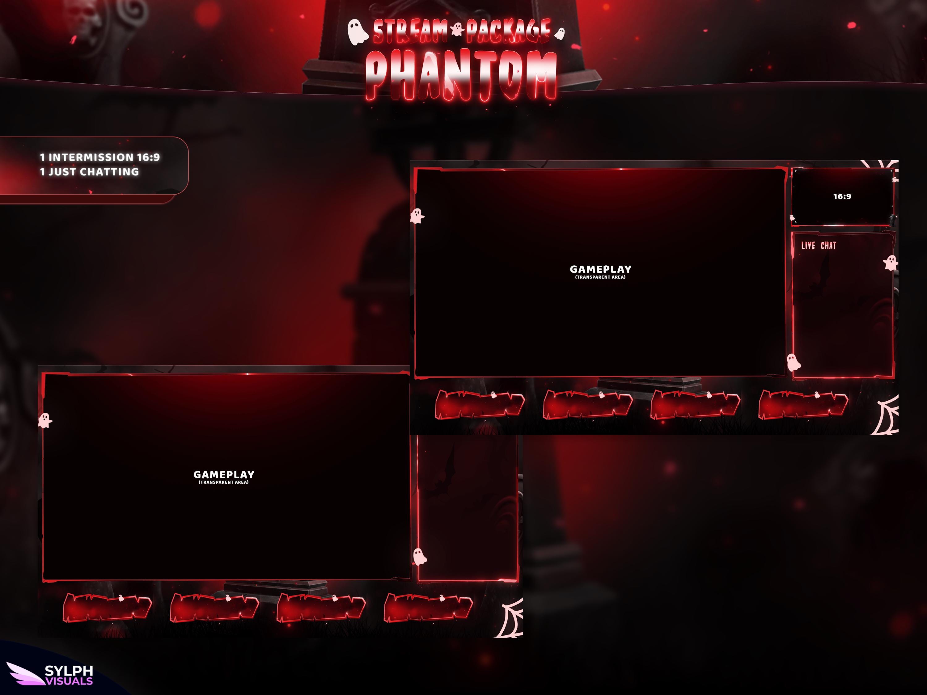 Phantom Twitch Overlay - Animated Alerts - Animated Screens - Dark ...