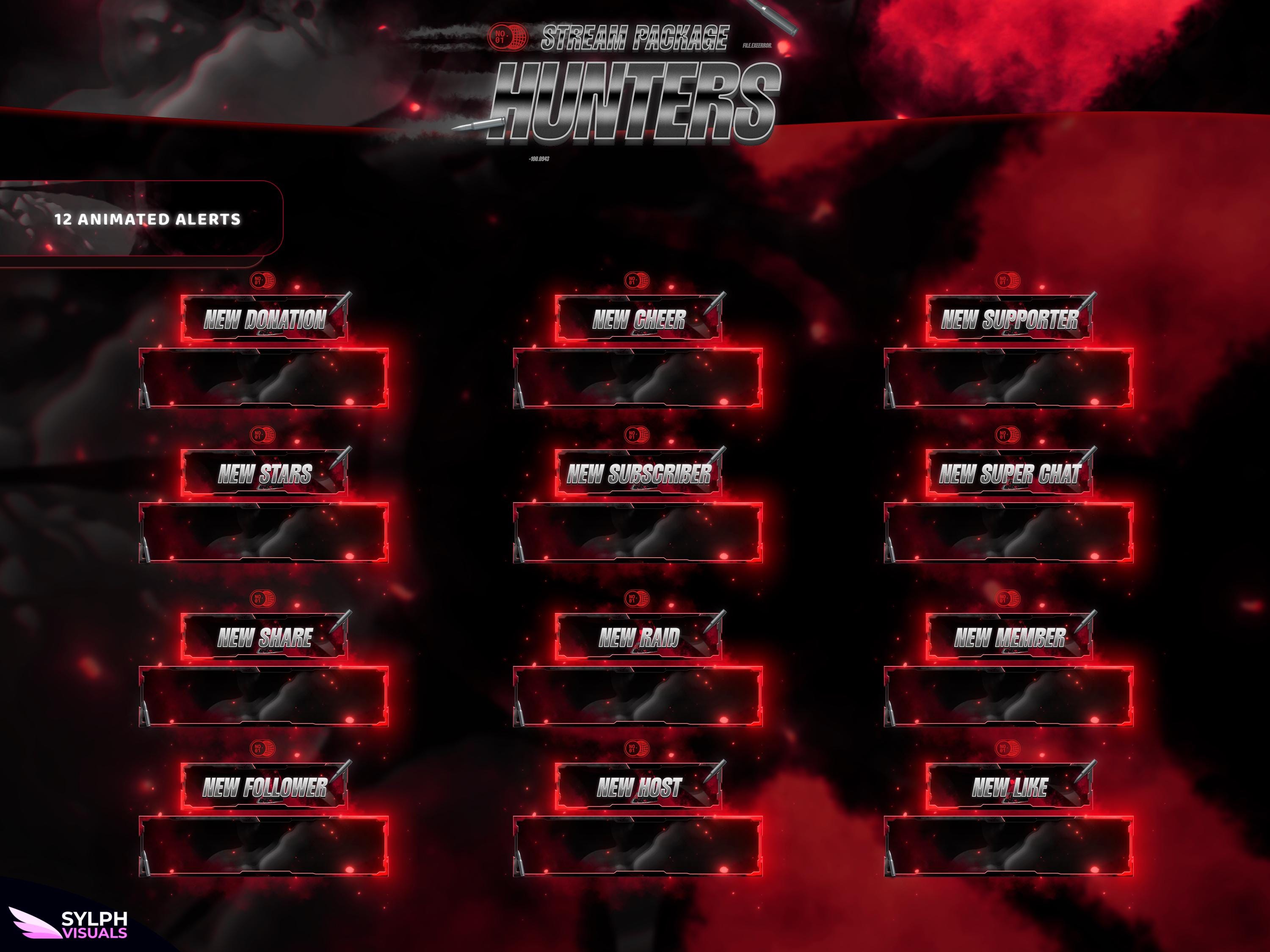 Hunters - Twitch Overlay - Animated Alerts - Animated Screens - Dark ...