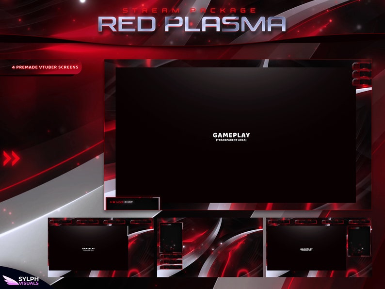 Stream Package Red Plasma Twitch Overlay Animated Alerts Animated ...