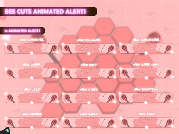 Twitch Animated Alerts Cute Bee Stream Alerts Animated - Etsy