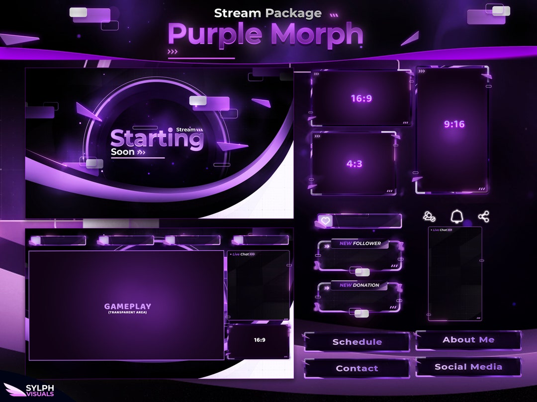 Purple Morph Twitch Overlay Animated Alerts Animated - Etsy Australia