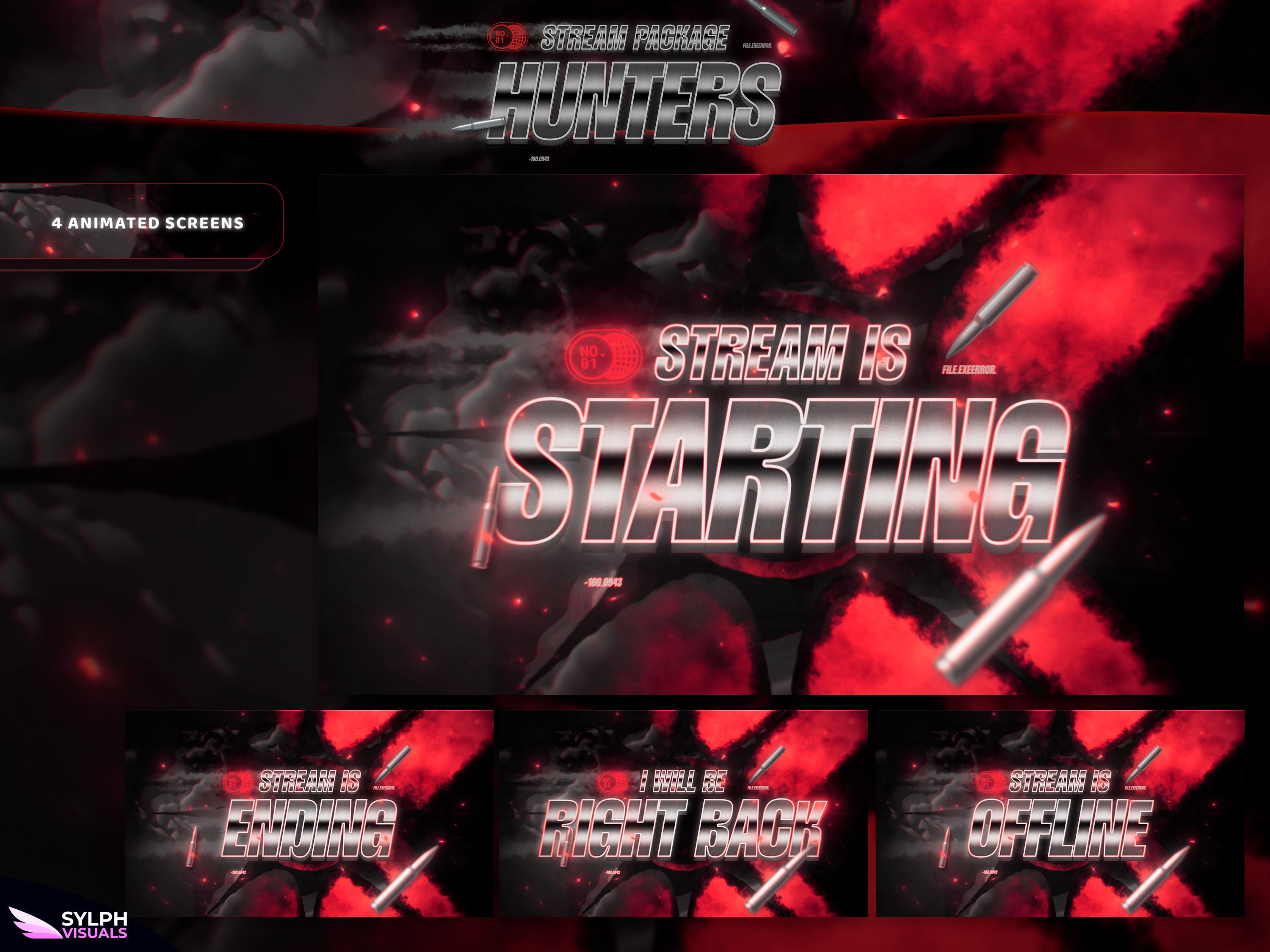 Hunters - Twitch Overlay - Animated Alerts - Animated Screens - Dark ...