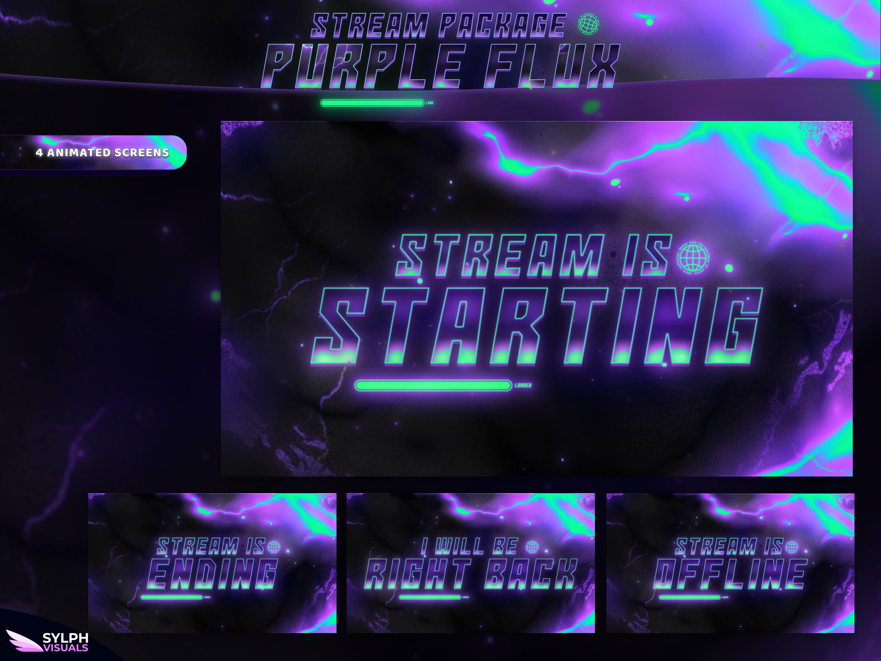 Purple Flux - Twitch Overlay - Animated Alerts - Animated Screens ...
