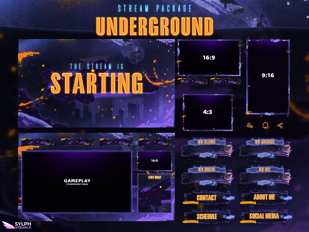 Underground - Twitch Overlay - Animated Alerts - Animated Screens - Panels - Brush - Street ...