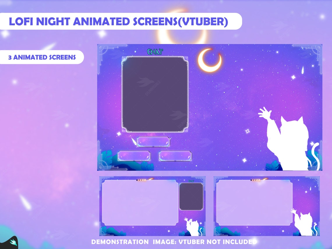 Stream Package Lofi Night Twitch Overlay Animated Alerts - Etsy